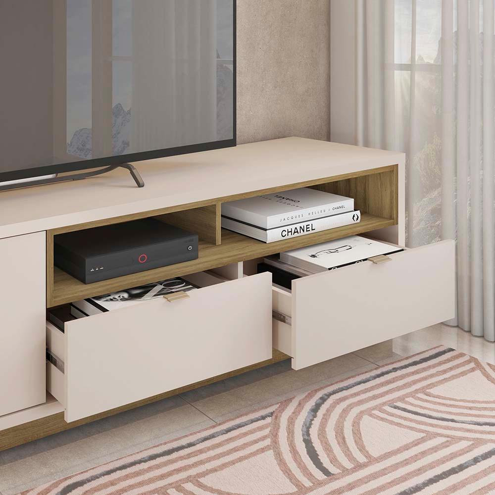 Rack Bancada Para Tv 75 Polegadas Off White Lamina Marrom Aldine Shop Jm - Carrefour