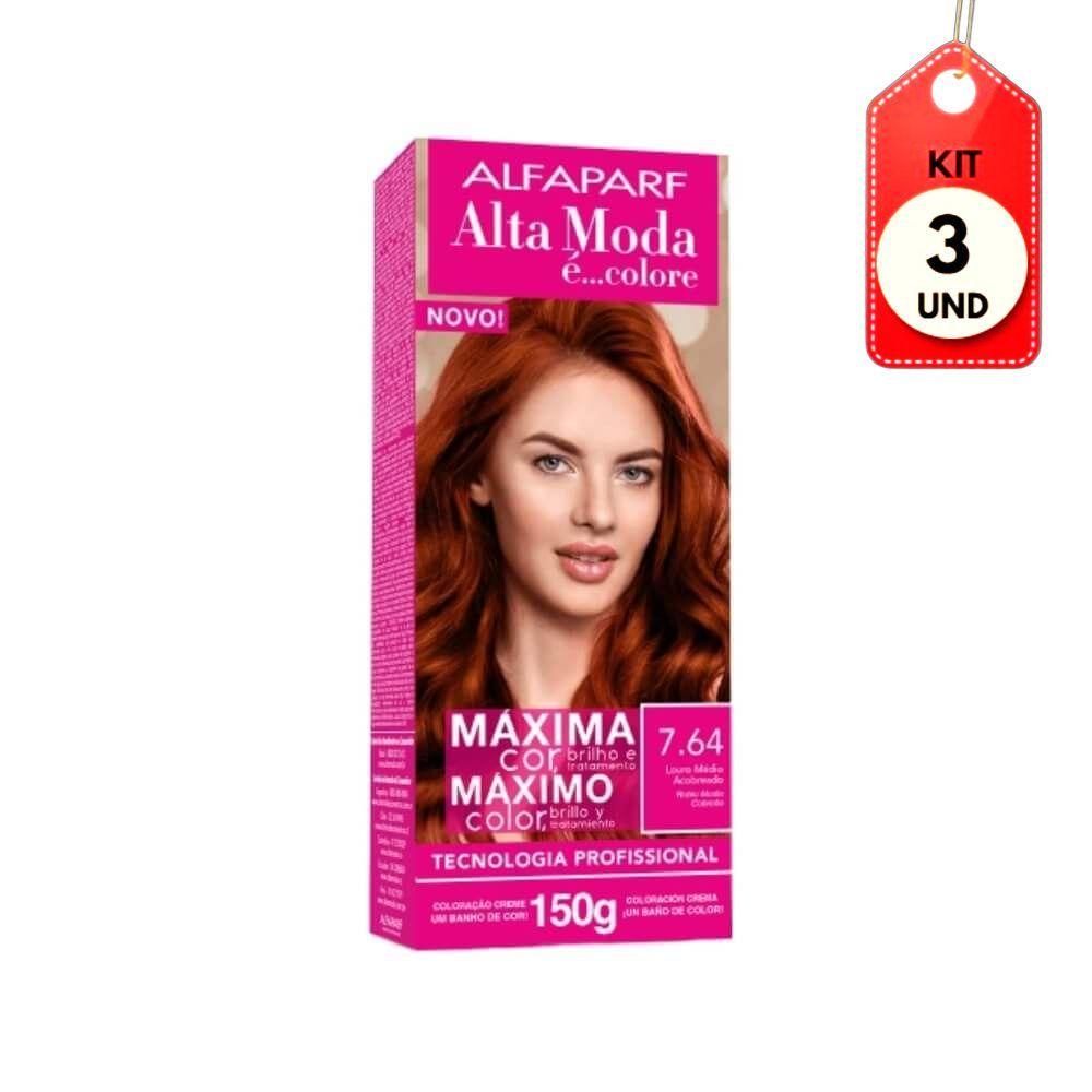 Kit C/03 Alta Moda Tinta R 7.64 Louro Médio Acobreado 150g - Carrefour