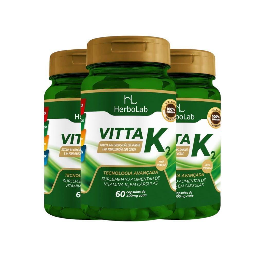 Kit 3x Vitta K2 Nova Formula 60 Caps 400mg - Herbolab A - Carrefour