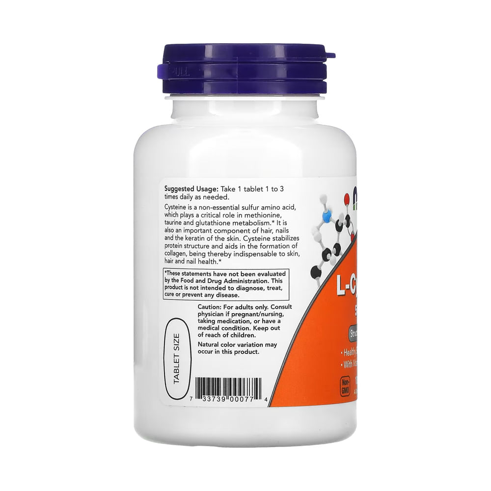 L-cisteína 500mg Now Foods L-cysteine 100 Tablets - Carrefour