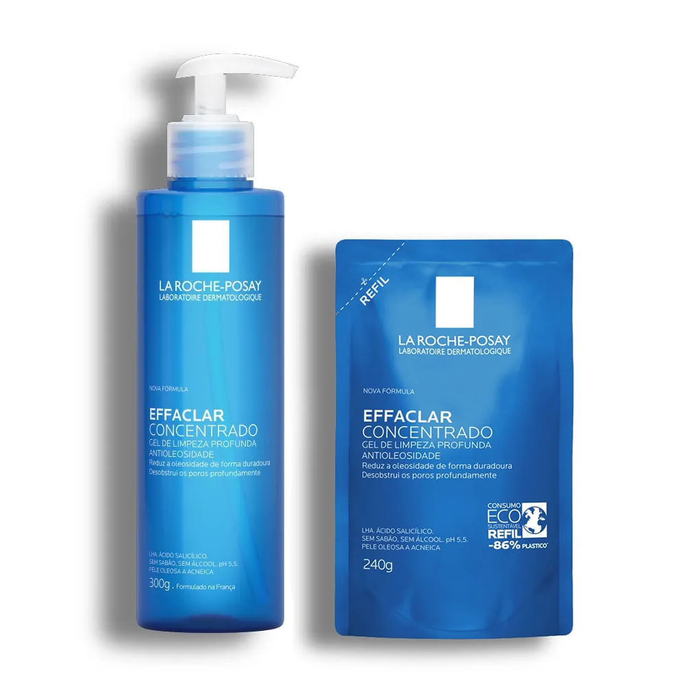 Kit Effaclar Gel De Limpeza 300g + Refil Effaclar Concentrado 240g ...