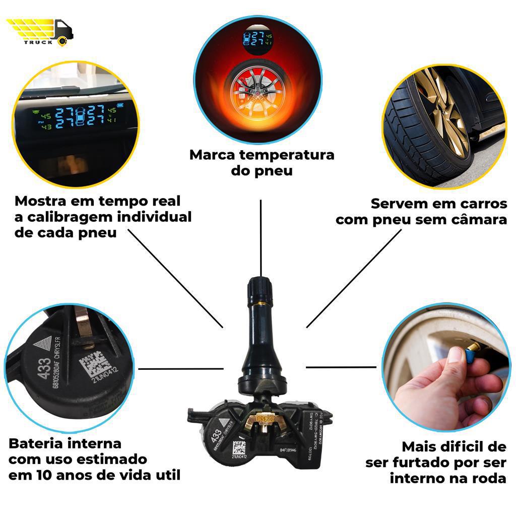 Kit 4 Sensor Tpms Pressão Pneu Renegade Toro Compass C/bico - Carrefour