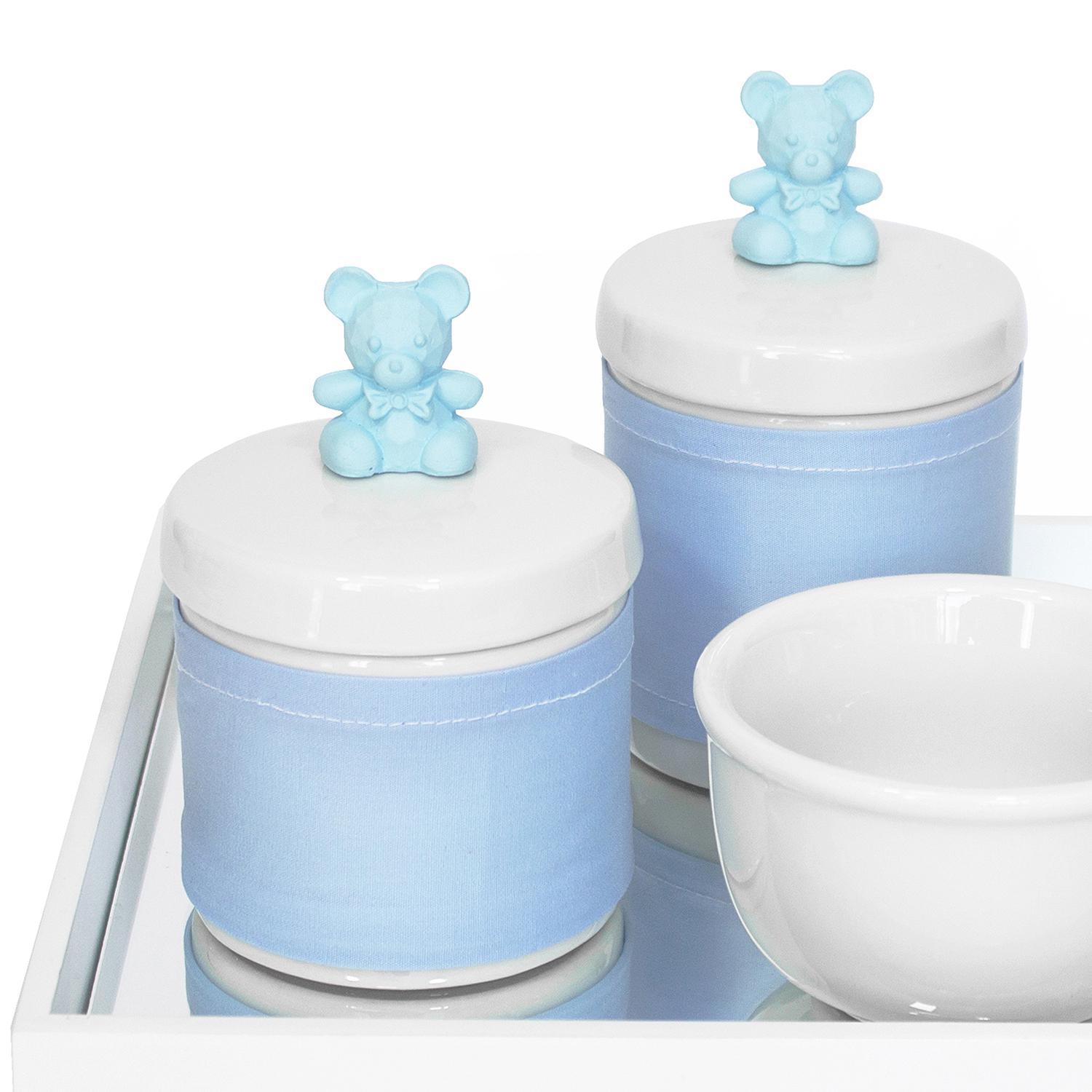 Kit Higiene Bebê Porcelanas Cotonete Molhadeira Ursinho Azul - Carrefour