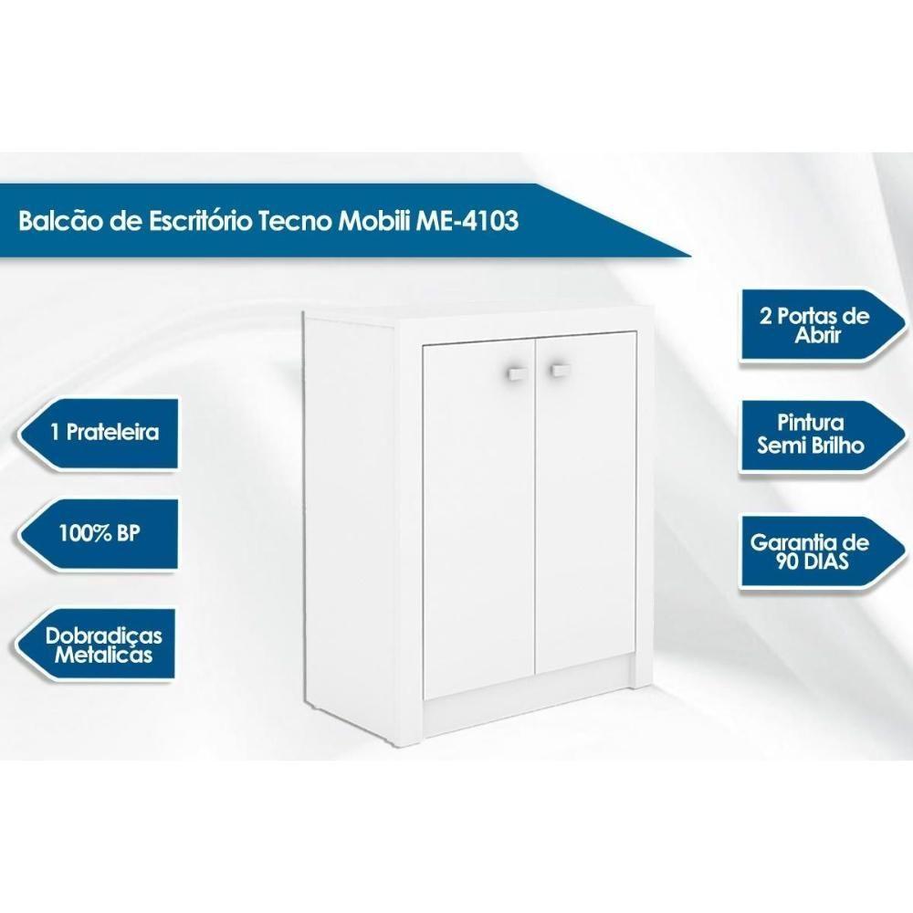 Balcão De Escritório Me4103 C/ 2 Portas Branco - Tecno Mobili - Carrefour