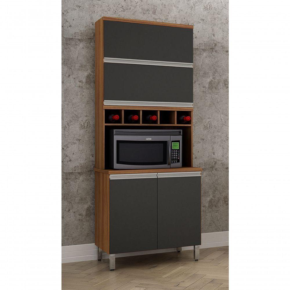 Paneleiro 4 Portas 1 Nicho Epaço Adega Carvalho/grafite - Carrefour