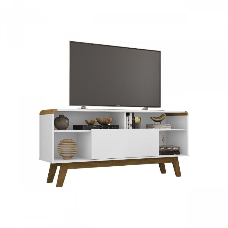 Rack Lazuli para TVs 55 Polegadas Pés Madeira Maciça e Cantos Curvos ...