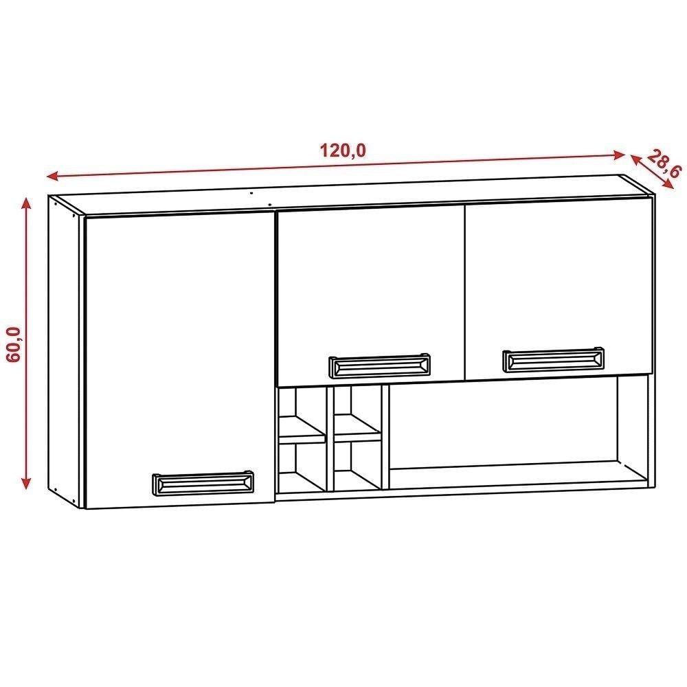 Armário Aéreo Ametista 3 Portas Kitsná Nogueira/off White - Carrefour