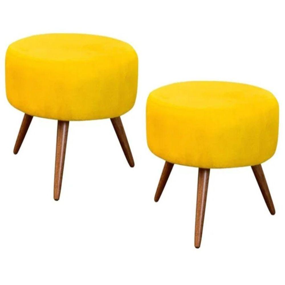 Kit Puff Puf Pufe Premium Luxo Berlim Suede Amarelo Tf Decor - Carrefour