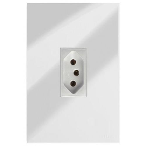 Cj Tomada 10a Vertical 4x2 - Recta Espelhada Prata Gloss - Carrefour