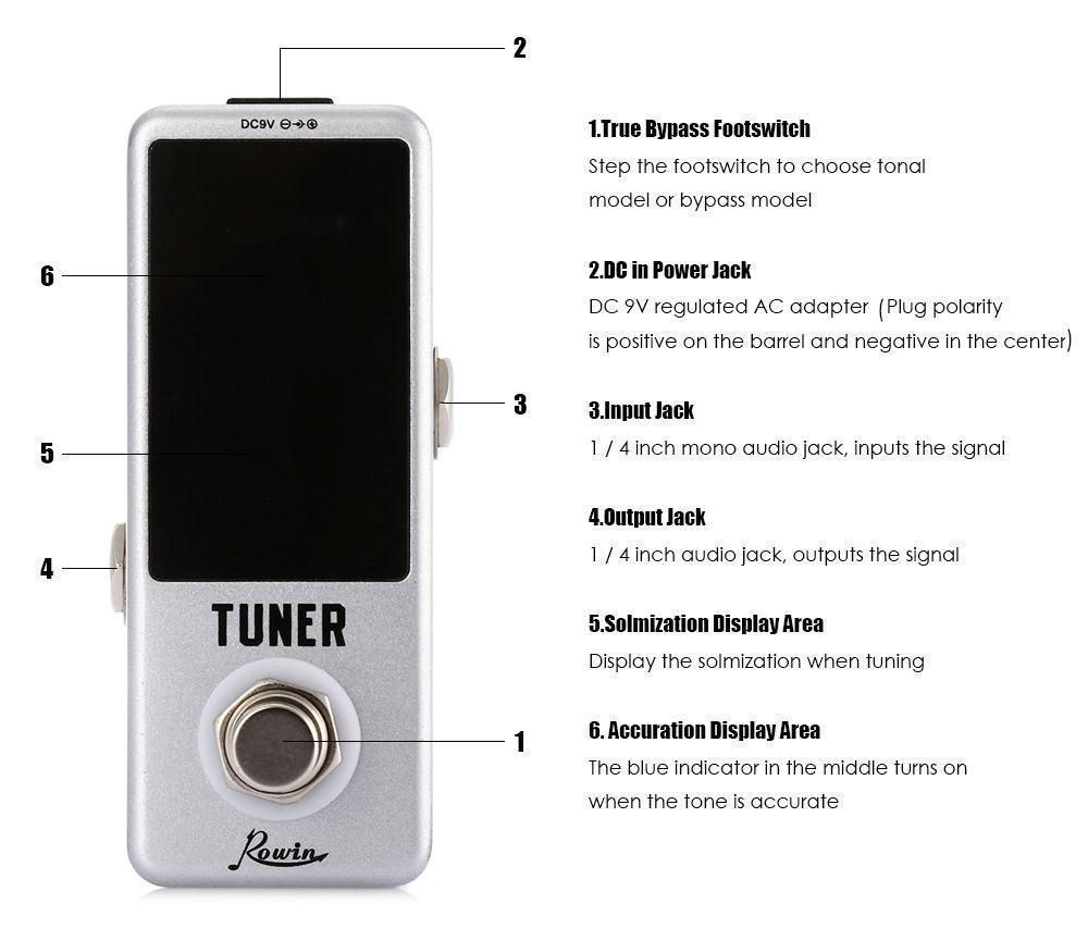 Mini Pedal Afinador Tuner Guitarra Cromático Rowin Lt-910 - Carrefour