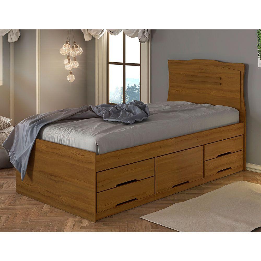 Cama Solteiro Júlia 5 Gavetas Em Mdf E Mdp Rovere - Carrefour