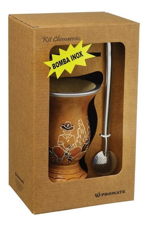 Kit Cuia Bomba Cano Liso Chato Inox Trabalhado Promate - Carrefour