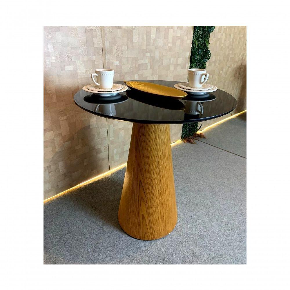 Mesa Cone Para Sala De Jantar - Madeira Freijó Tampo 70cm Laca Preta Marrom - Carrefour