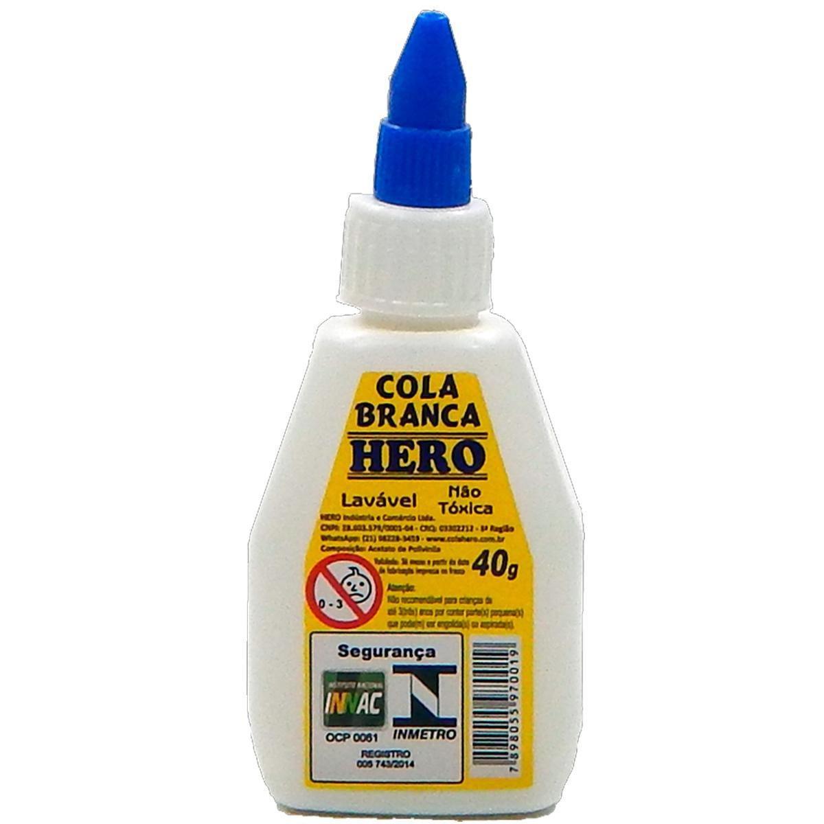 Kit 18 Unidades Cola Branca Escolar Hero 40g Material Escola - Carrefour