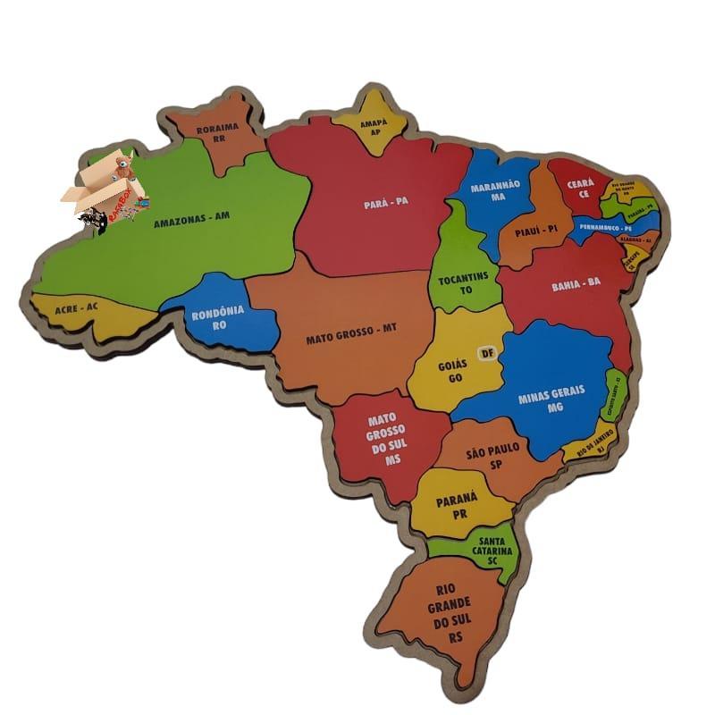 Brinquedo Madeira Quebra Cabeça Mapa Do Brasil Tam G Premium - Carrefour