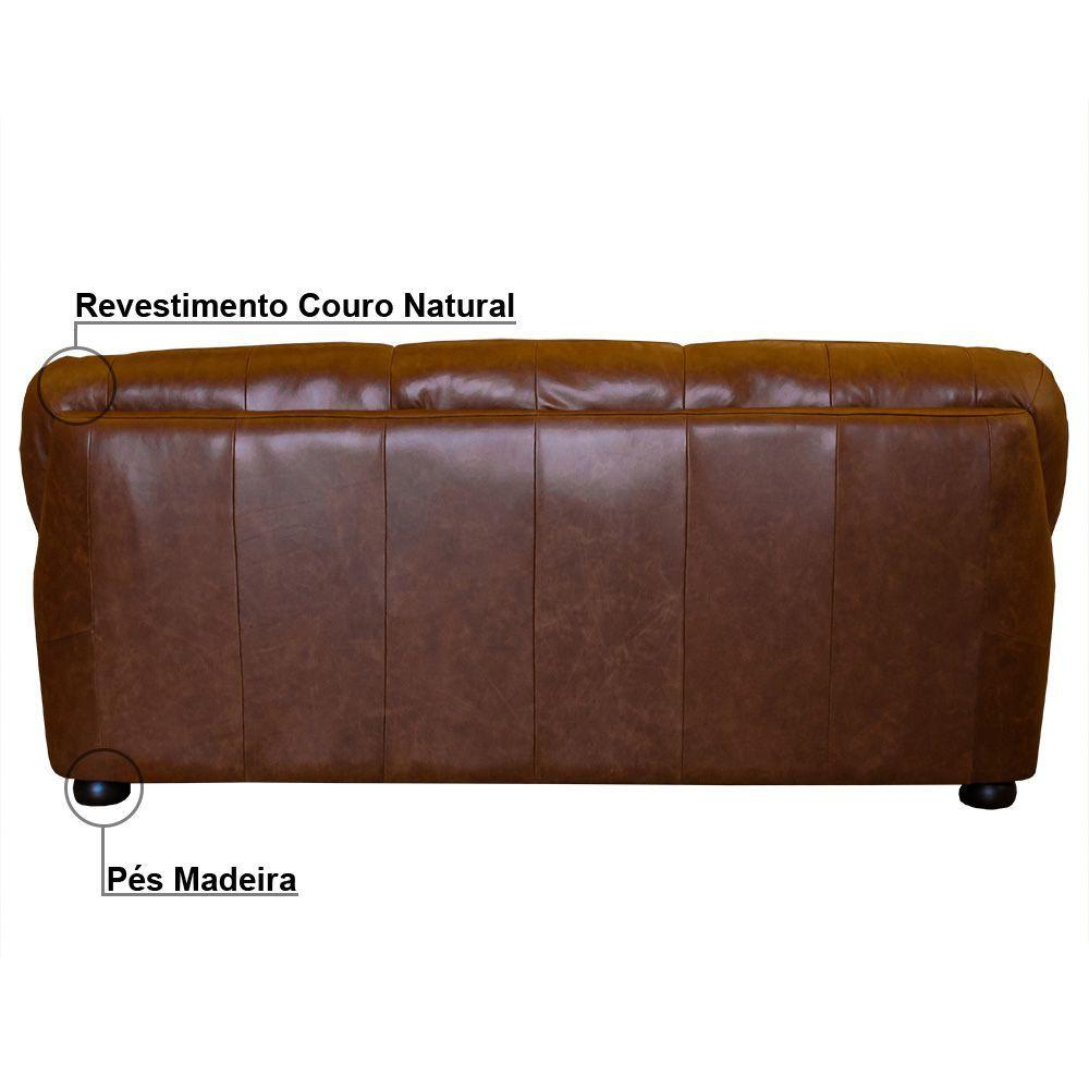 Sofá 3 Lugares Laura 212cm Couro Marrom Envelhecido - Carrefour
