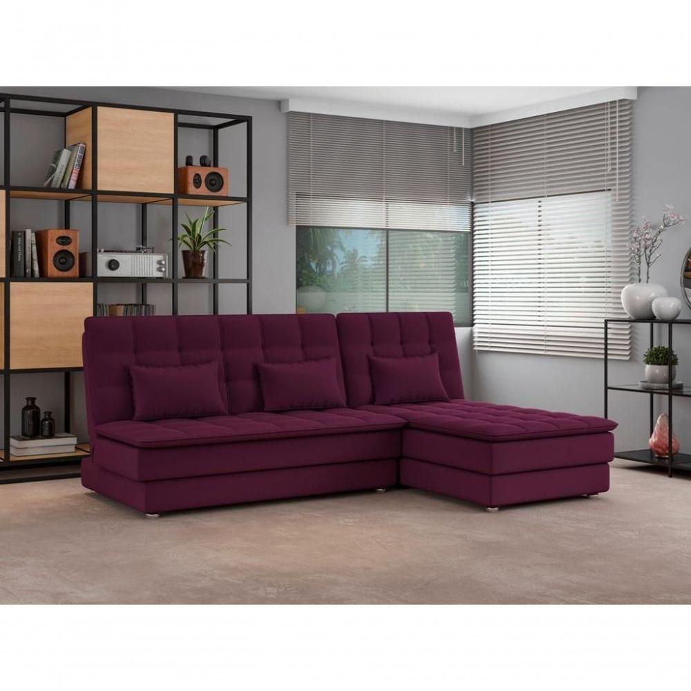 Sofá Cama Reclinável Com Chaise Penelope - Turkey Vinho - Carrefour