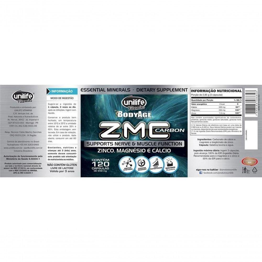 Kit Com 3 Zmc Carbon Cálcio, Zinco E Magnésio 120caps - Carrefour