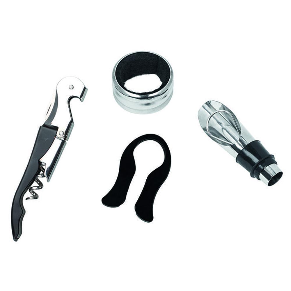 Kit Vinho 5 Peças Abridor Saca Rolha Tampa Anel - Carrefour