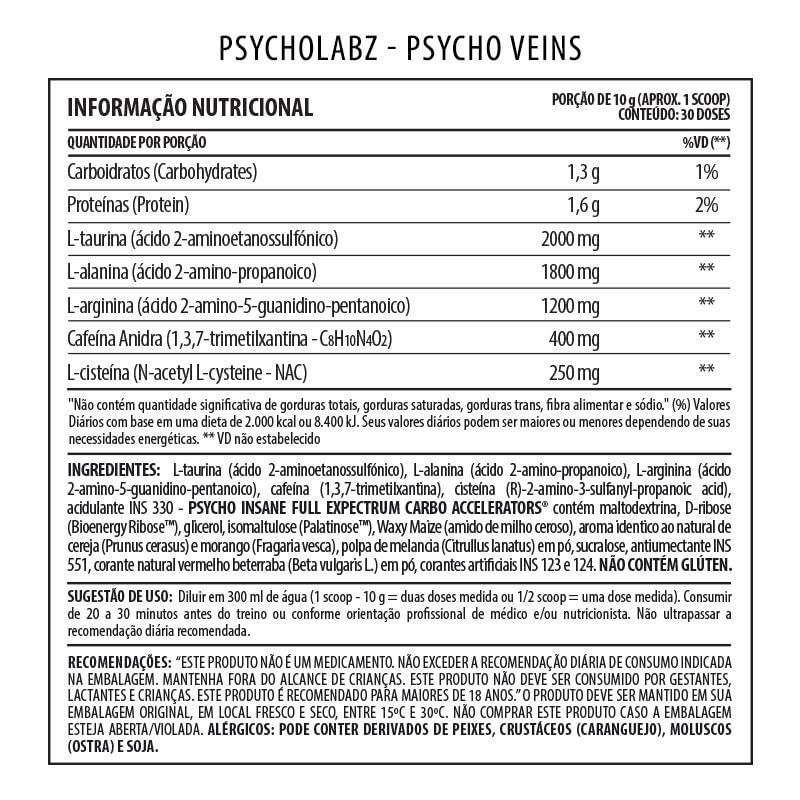 Pré Treino Psycho Veins Sour Fruits Psycholabz 150g - Carrefour