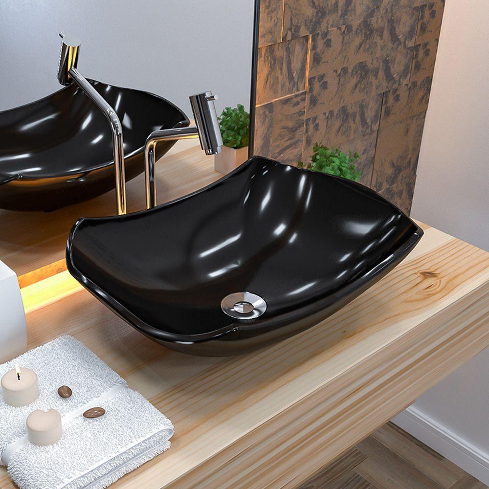 Cuba De Apoio Abaulada C01 Banheiro Lux L42 Preto Brilho - Carrefour