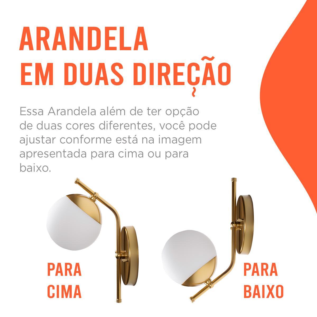 Kit 2 Arandela Parede Inclinada Dourada Vidro Globo/esfera - Carrefour