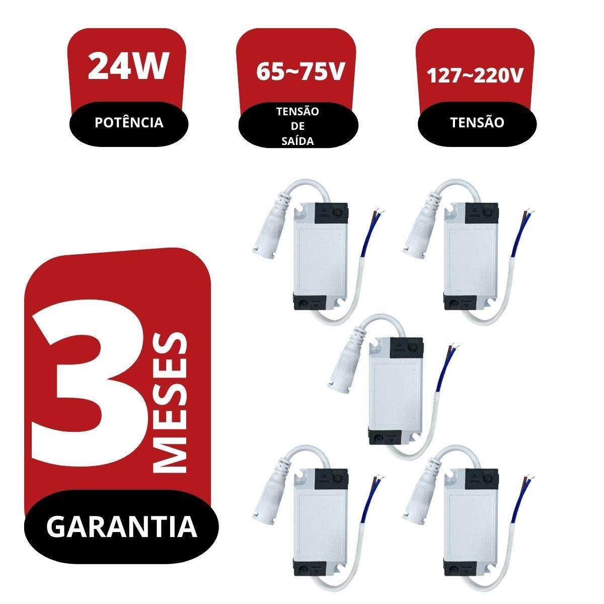 Kit 5x Driver Led Reator Fonte Painel Plafon Led 24w Bivolt - Carrefour