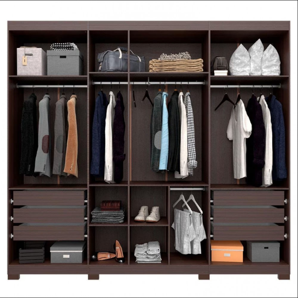 Guarda-roupa Casal Diplomata Espelho 7 Portas 6 Gavetas E 2 Prateleiras Bartira - Carrefour