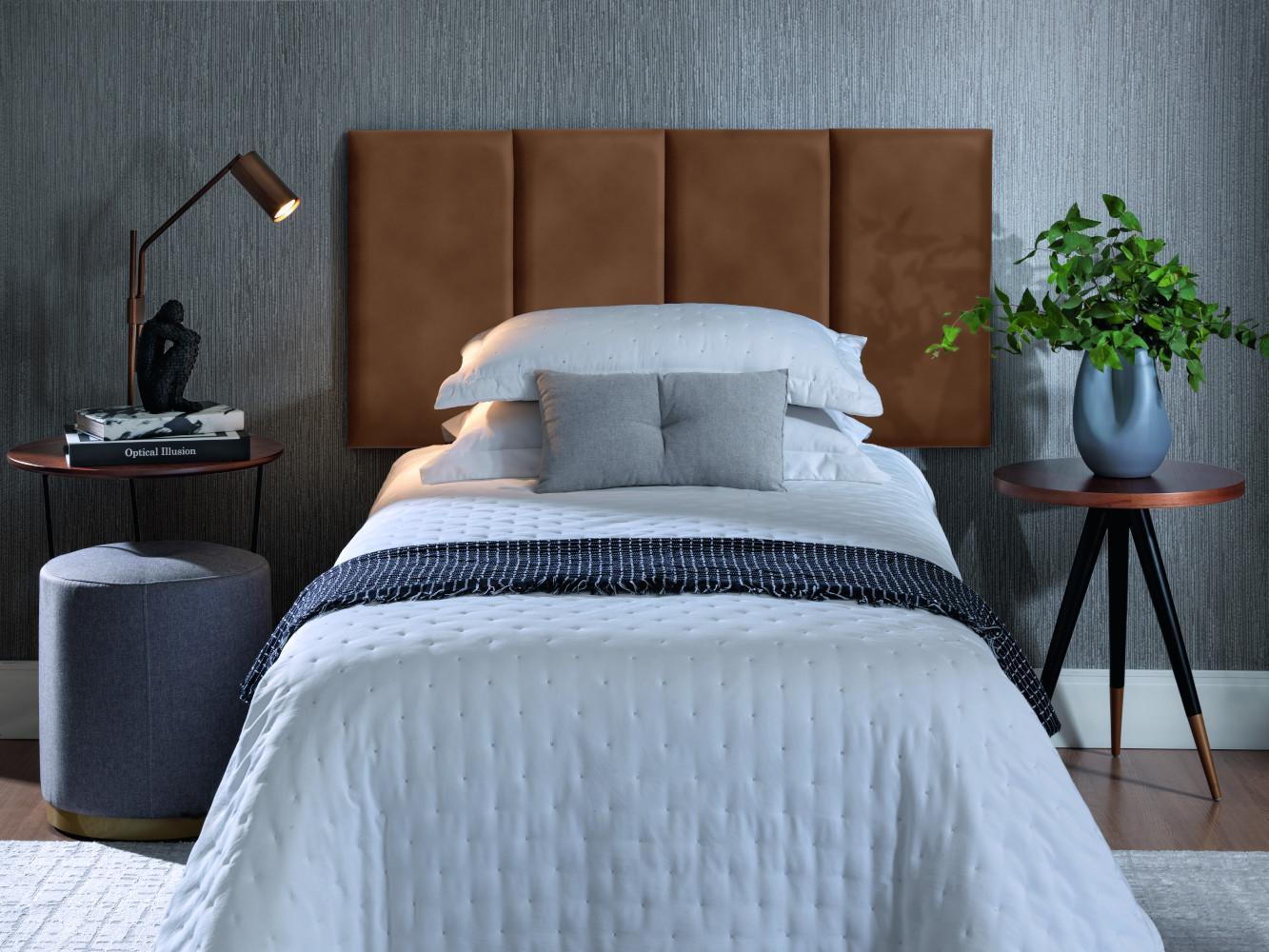 Cabeceira Cama Solteiro Estofada Modular Corino Caramelo - Carrefour