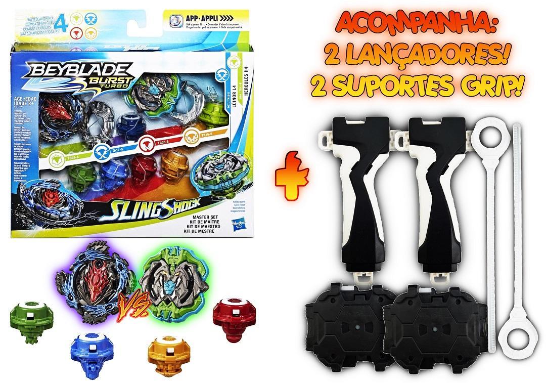 Kit 5 Beyblade Burst Kit Mestre + Elemento X + 2 Lançador - Carrefour