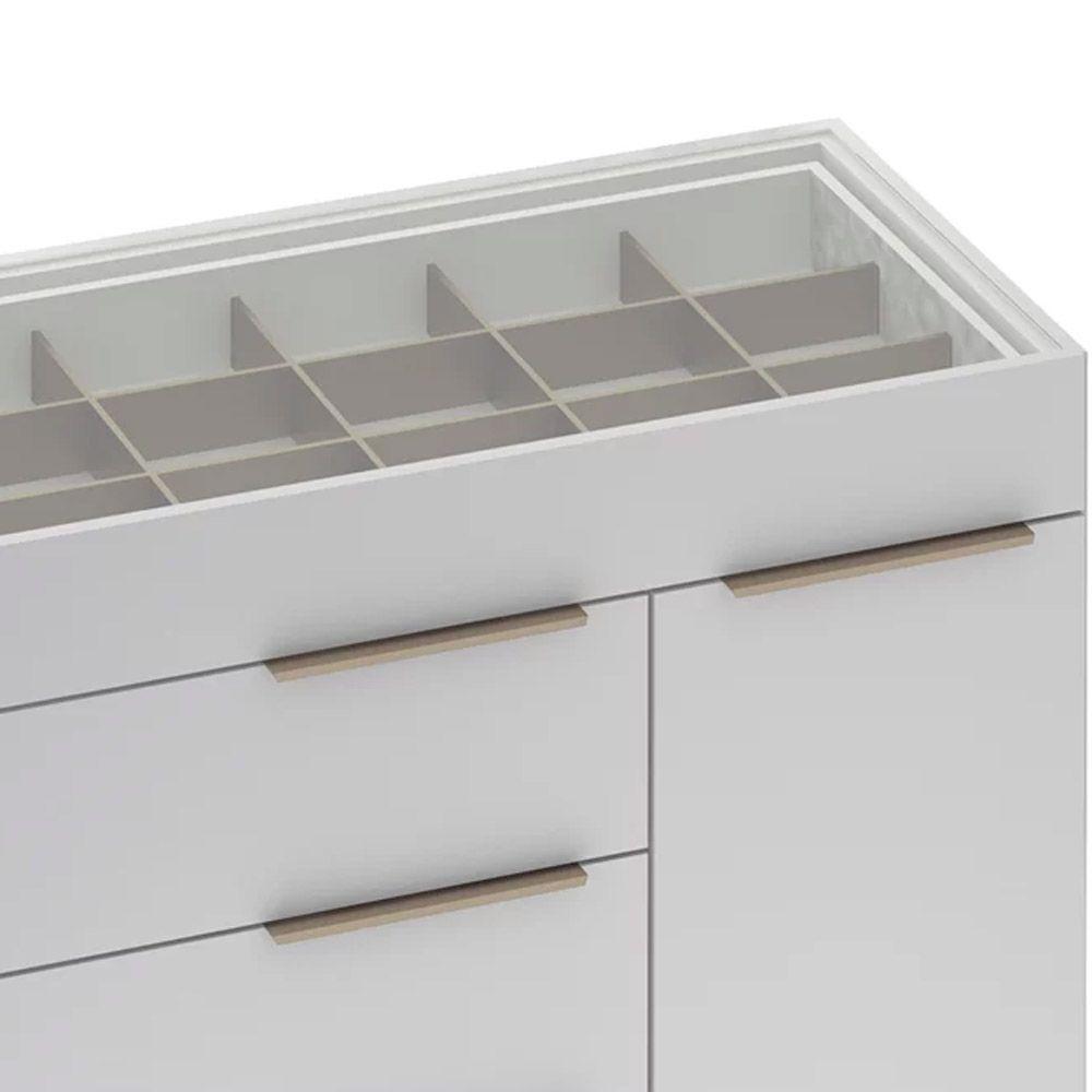 Comoda Porta Joia Lume Tampo Vidro 5 Gavetas Branco Demartez - Carrefour