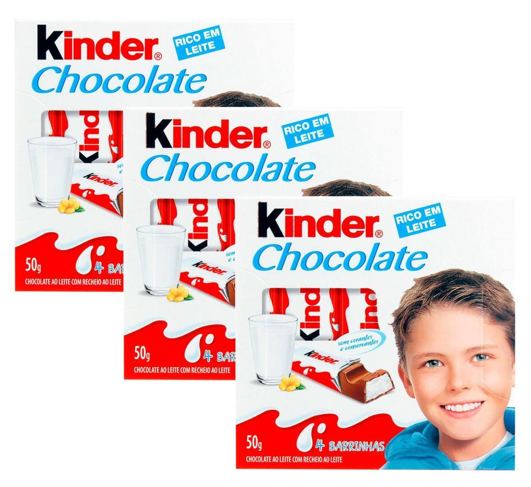 Kit 3 Pack Chocolate Ao Leite Kinder Pacote 50g 4 Unidades - Carrefour