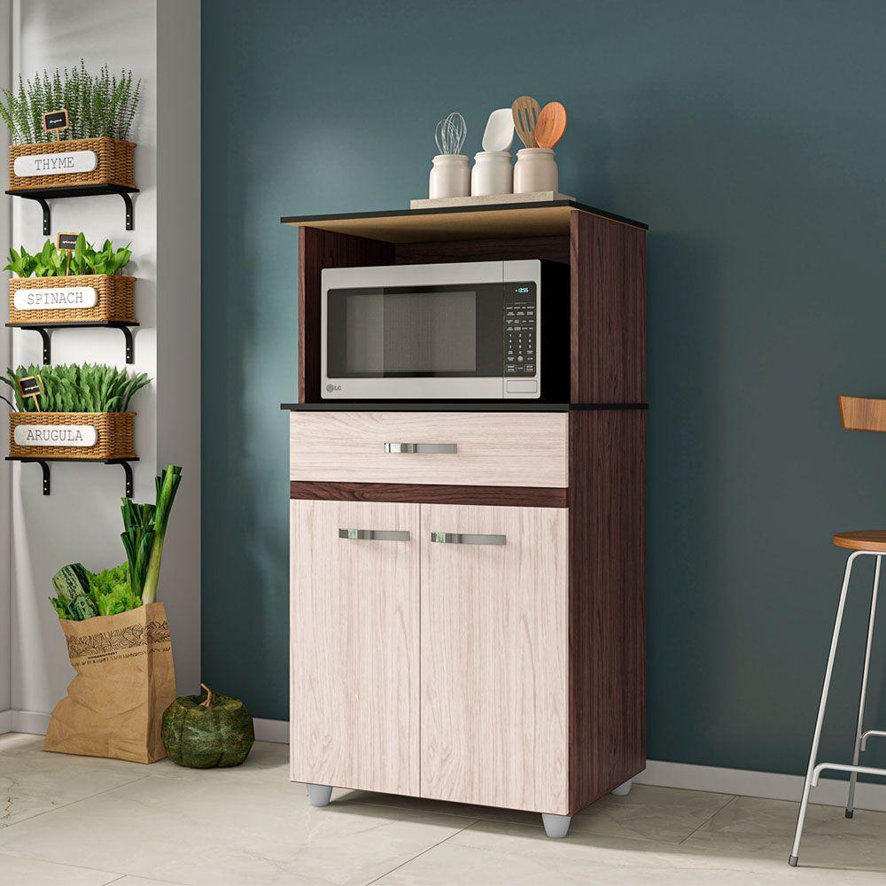 Balcão Microondas 2 Portas Carina Castanho Avelã 1900 Ajl Móveis ...