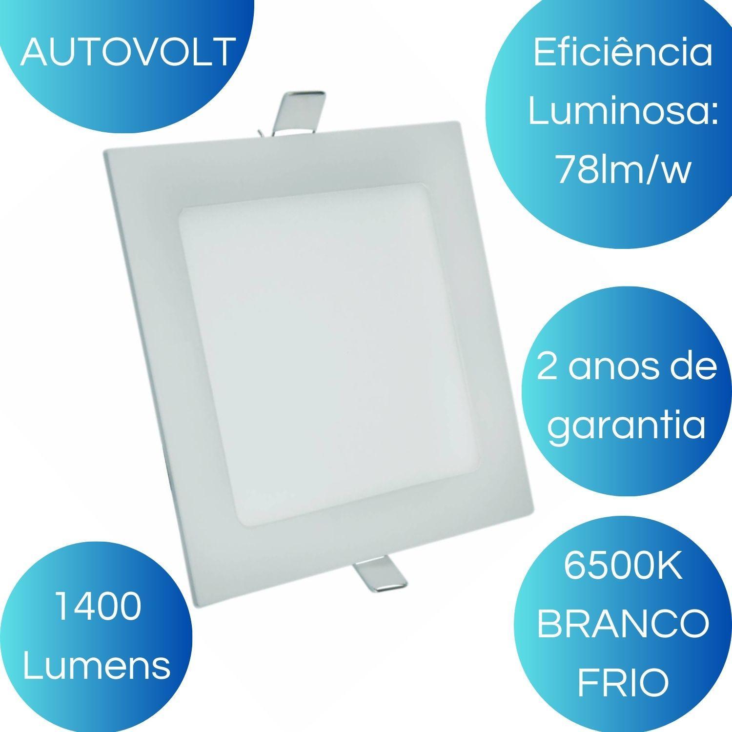 Kit 17 Painel Plafon Led 18w Quadrado Embutir 6500k 22x22 - Carrefour