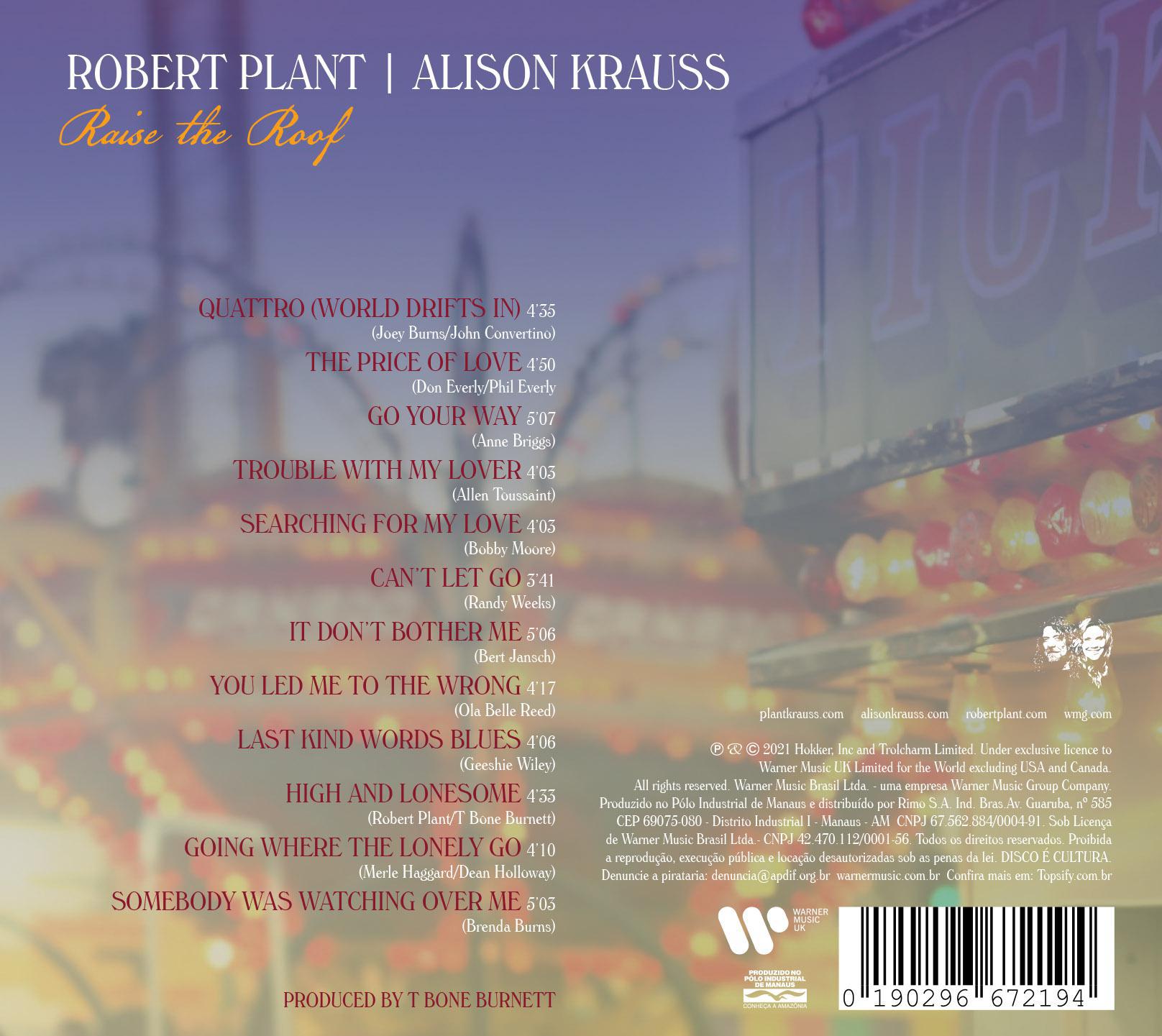 Cd Robert Plant & Alison Krauss - Raise Of The Roof - Carrefour