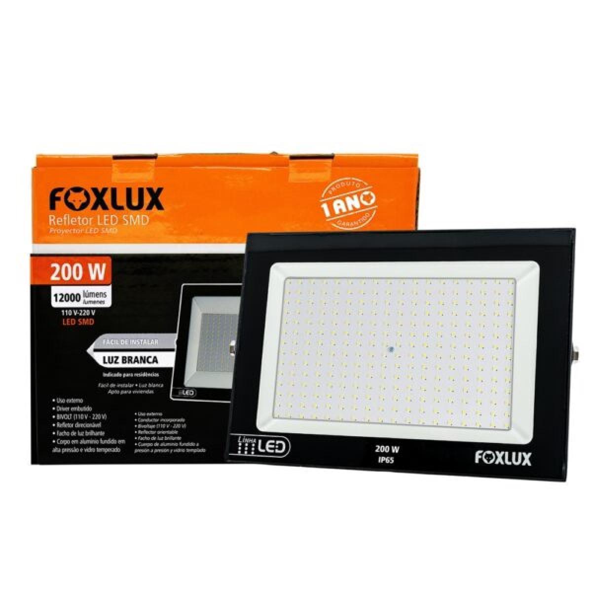 Refletor Led Bivolt, Luz Branca (6.500k) Foxlux - 200w - Carrefour