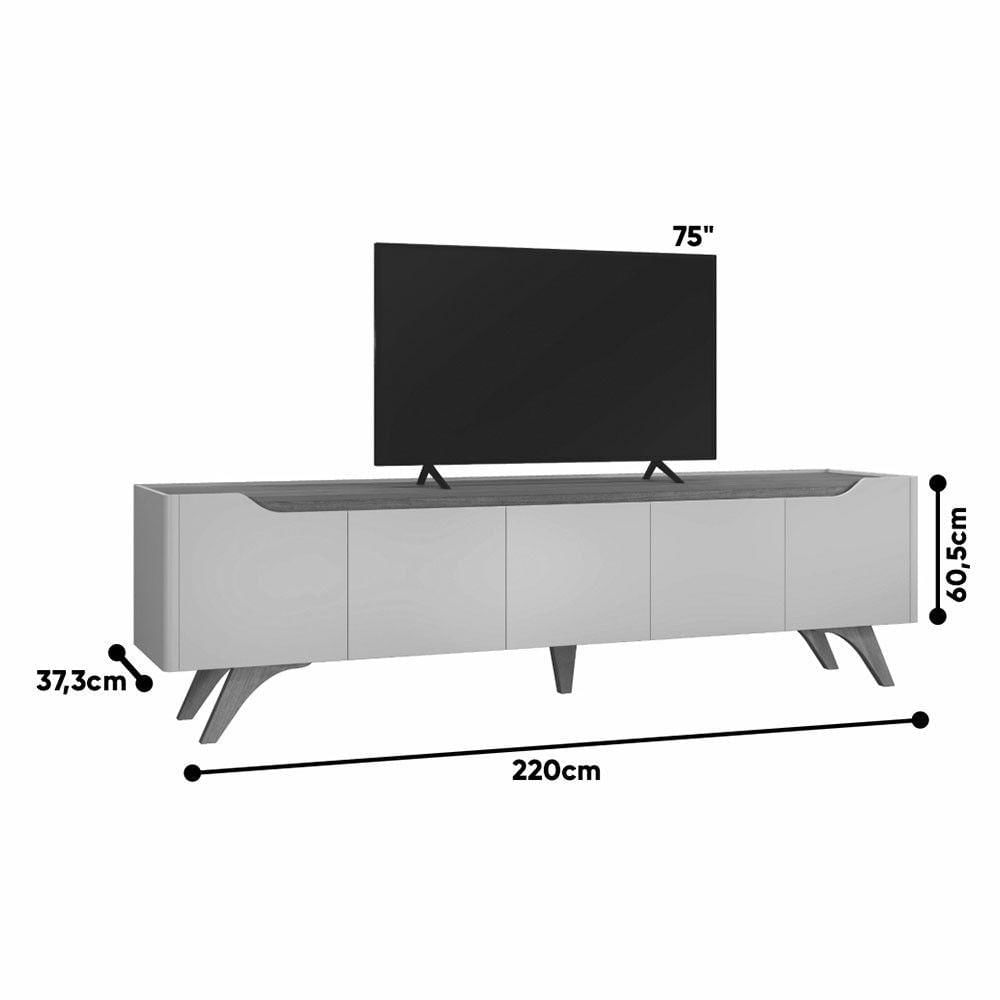 Rack Grécia Em Mdf/mdp Com 4 Portas E 1 Gaveta Mavaular Off/ Naturalle ...