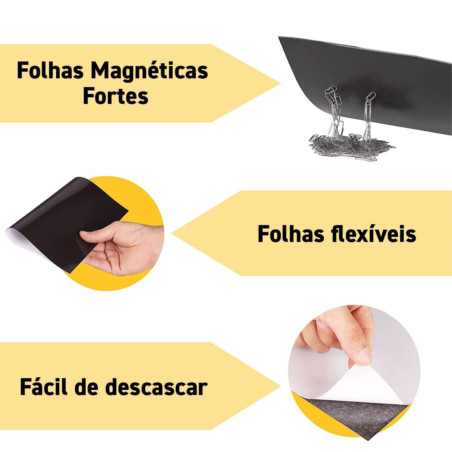 10 Folhas Imã Manta Imantada Adesivada A4 0,3mm 21x30 - Carrefour