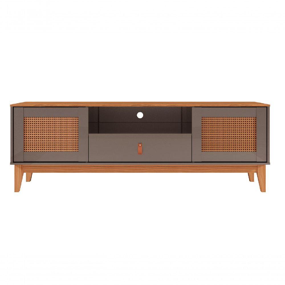 Rack Tv Esmeralda 1,60m 2 Portas 1 Gaveta Cinza Perola/noce - Carrefour