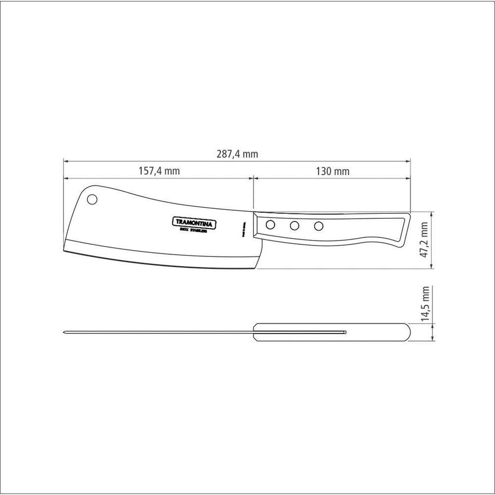 Cutelo Tradicional Com Lâmina Em Aço Inox E Cabo Em Madeira Natural 6 ...