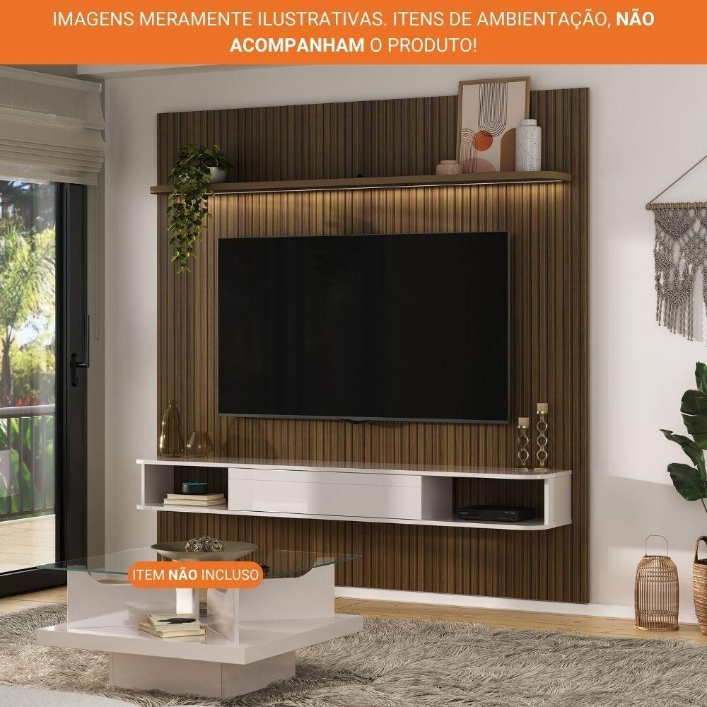 Painel Ripado Até 75 Polegadas Com Led 1 Porta 2 Nichos E Prateleira ...