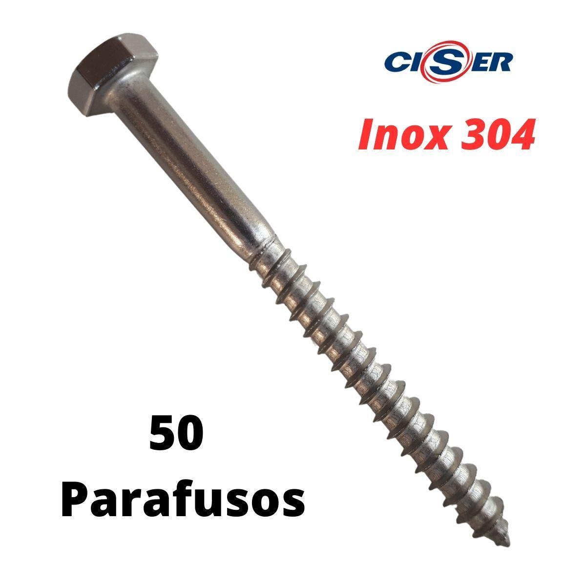 Parafuso Sextavado Rosca Soberba Aço Inox 1/4 X 70mm 50 Pçs - Carrefour