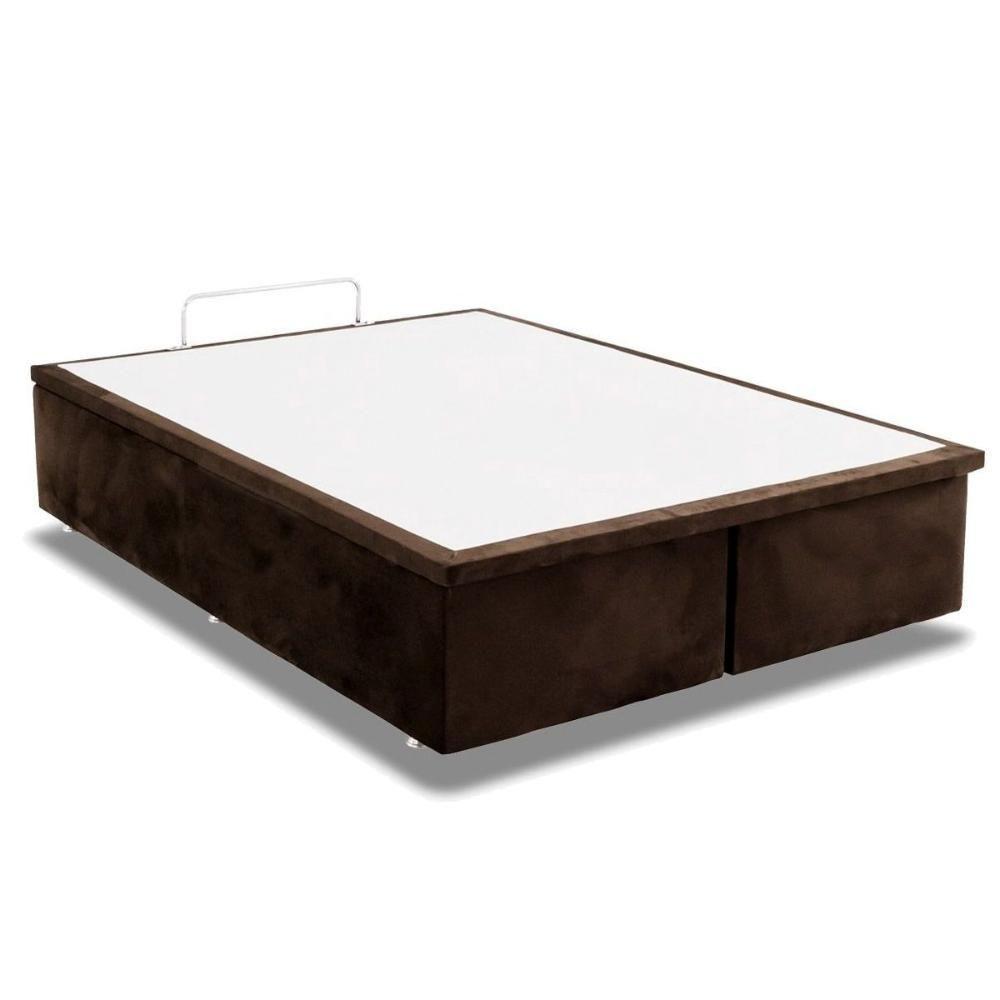 Cama Box Baú Queen Universal Suede Brown (158x198x35) - Ortobom - Carrefour