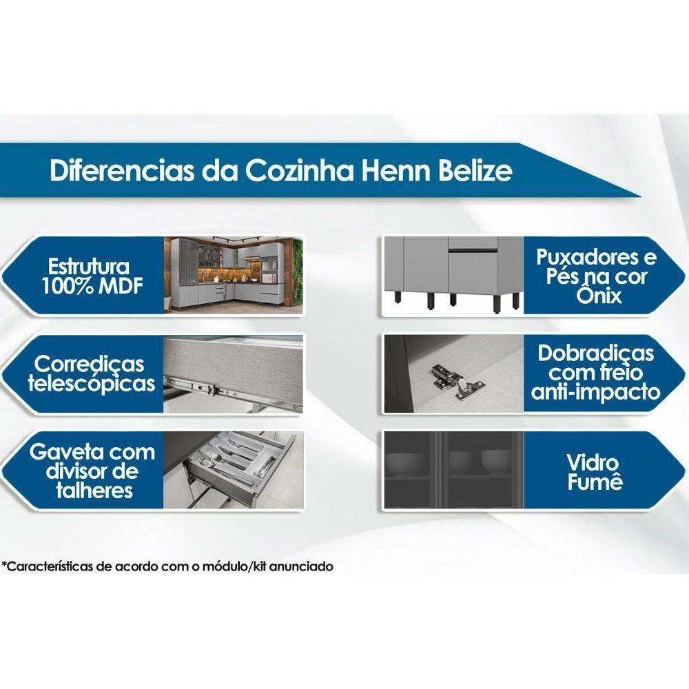 Módulo Cozinha Henn Belize Balcão 80 2 Portas S/ Tampo Cinza - Carrefour