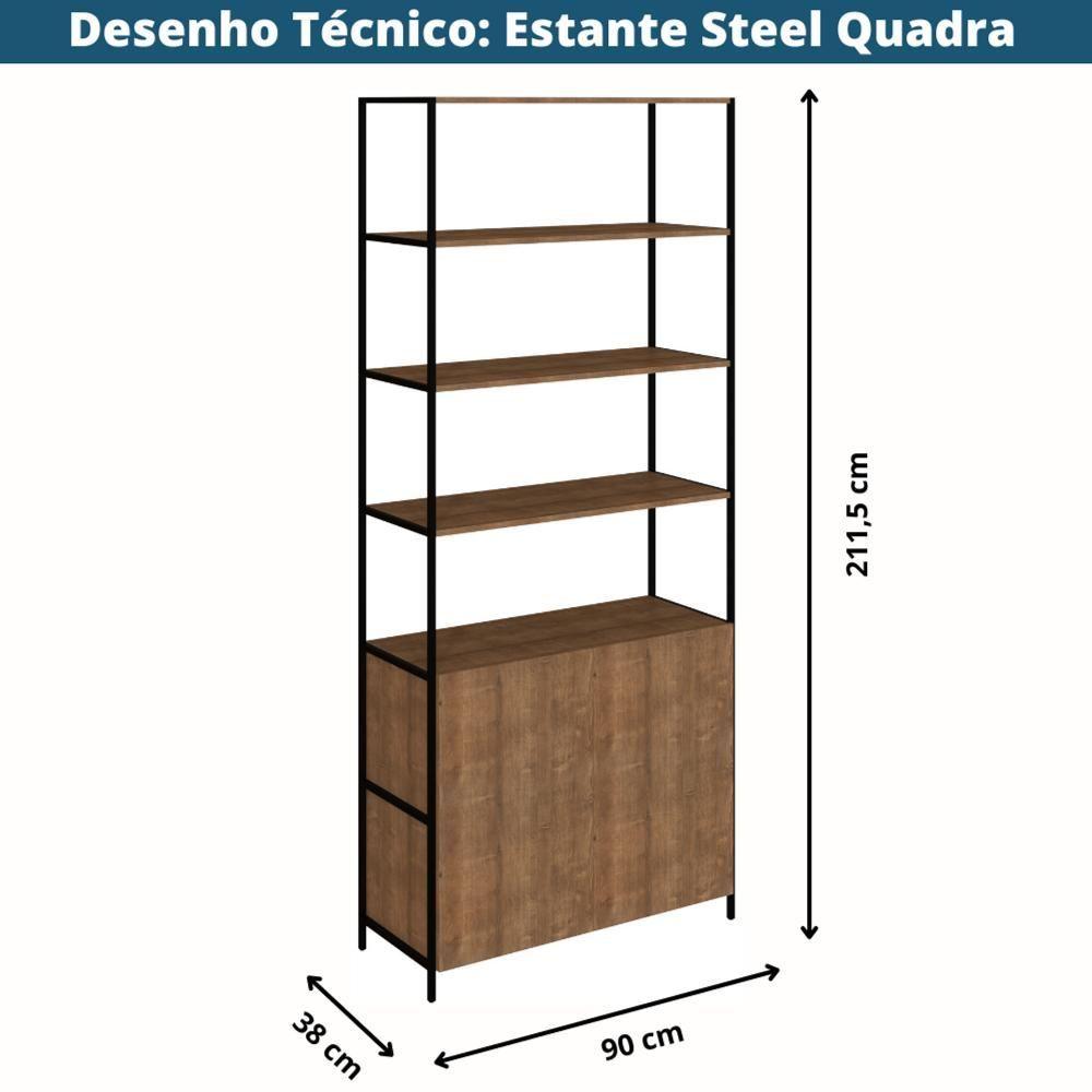Estante Industrial Steel Quadra Artesano 90 Cm (largura) Mdp Vermont ...