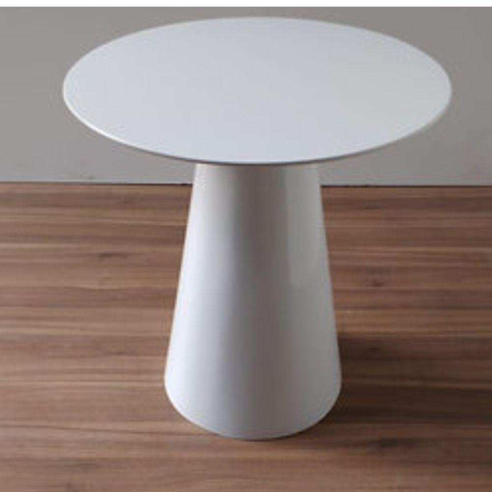 Mesa Lateral Cone Redonda 41 Cm Tampo Laca Branca Base Branca Cor Branco - Carrefour