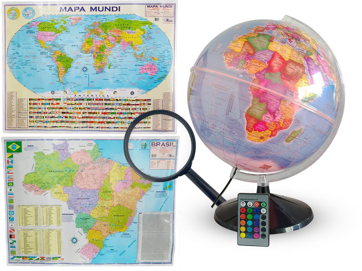 Kit Globo Terrestre Profissional Prisma 30cm + Lupa + Mapas - Carrefour