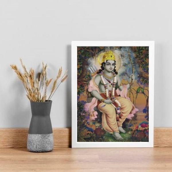 Quadro Jay Shree Ram 24x18cm - Vidro E Moldura Branca - Carrefour