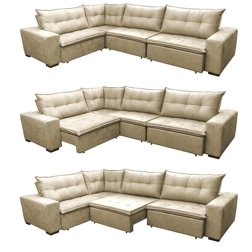 Sofa De Canto Retrátil E Reclinável Com Molas Cama Inbox Oklahoma 3 ...