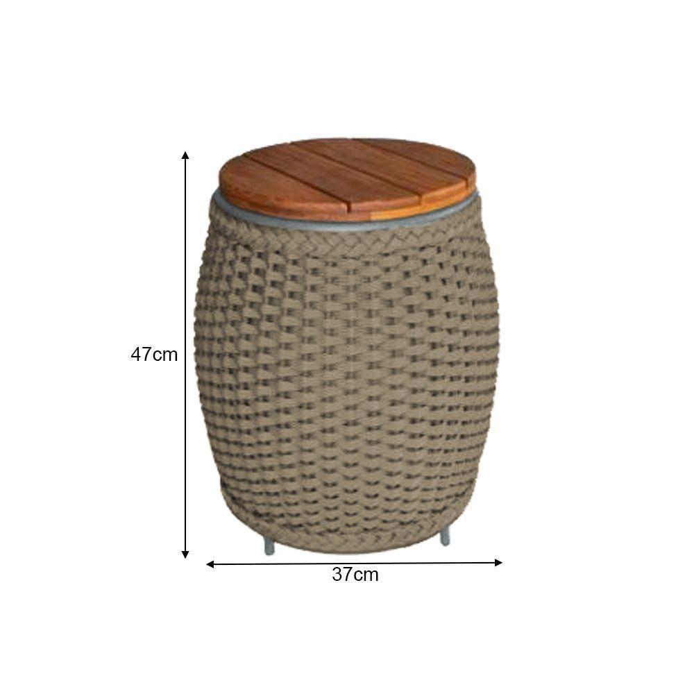 Puff Mesa Garden Em Corda Náutica Base Em Alumínio Cinza E Tampo Em ...